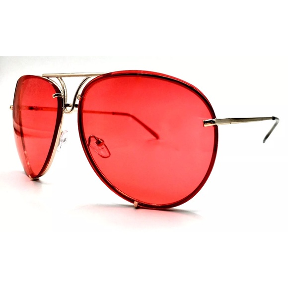 Accessories | Red Gradient Lens Aviator Sunglasses | Poshmark